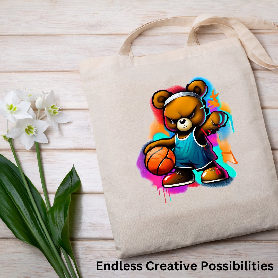 Basketball Teddy Bear Clipart PNG for Wall Decor, Birthday Party ...