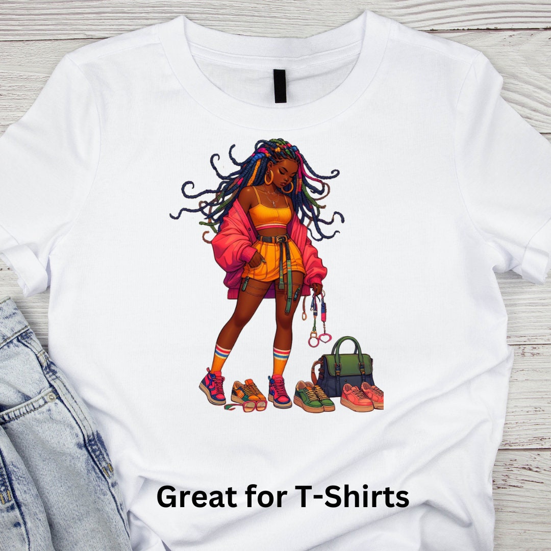 Girl With Locs Png Svg, Locs Clipart, Street Fashion Girl, Black Girl ...