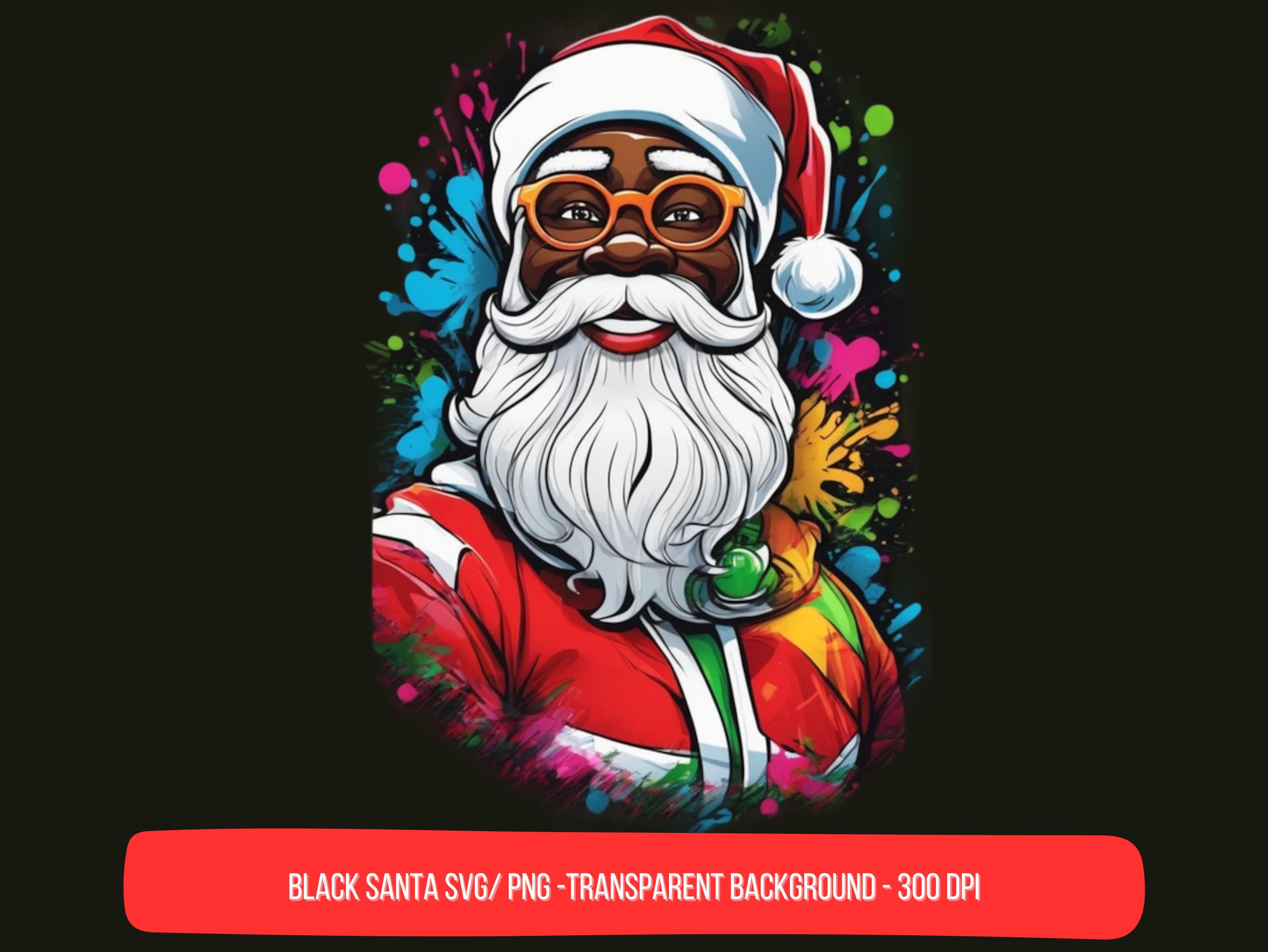 Black Santa SVG PNG Clipart, African American Christmas Santa T Shirt ...