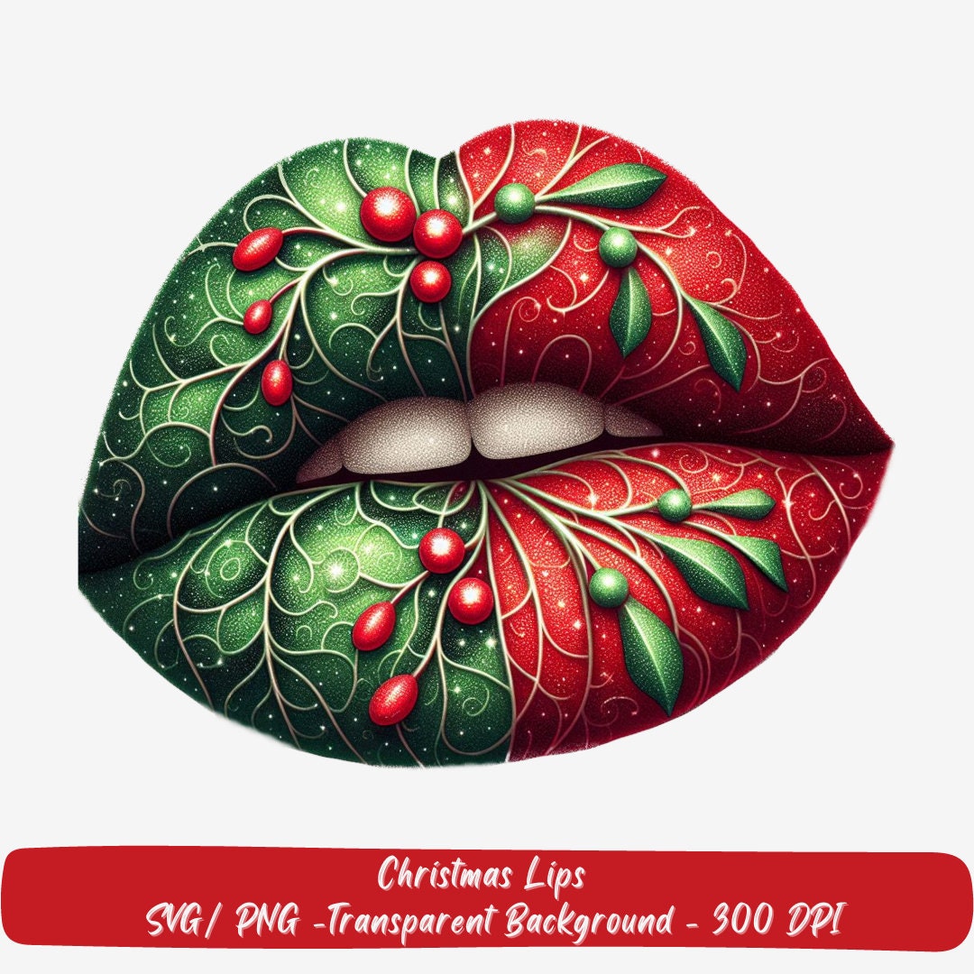 Christmas Lips PNG, Christmas Lips SVG Clipart, Sublimation Dtf ...