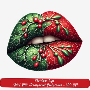 Christmas Lips PNG, Christmas Lips SVG Clipart, Sublimation Dtf ...
