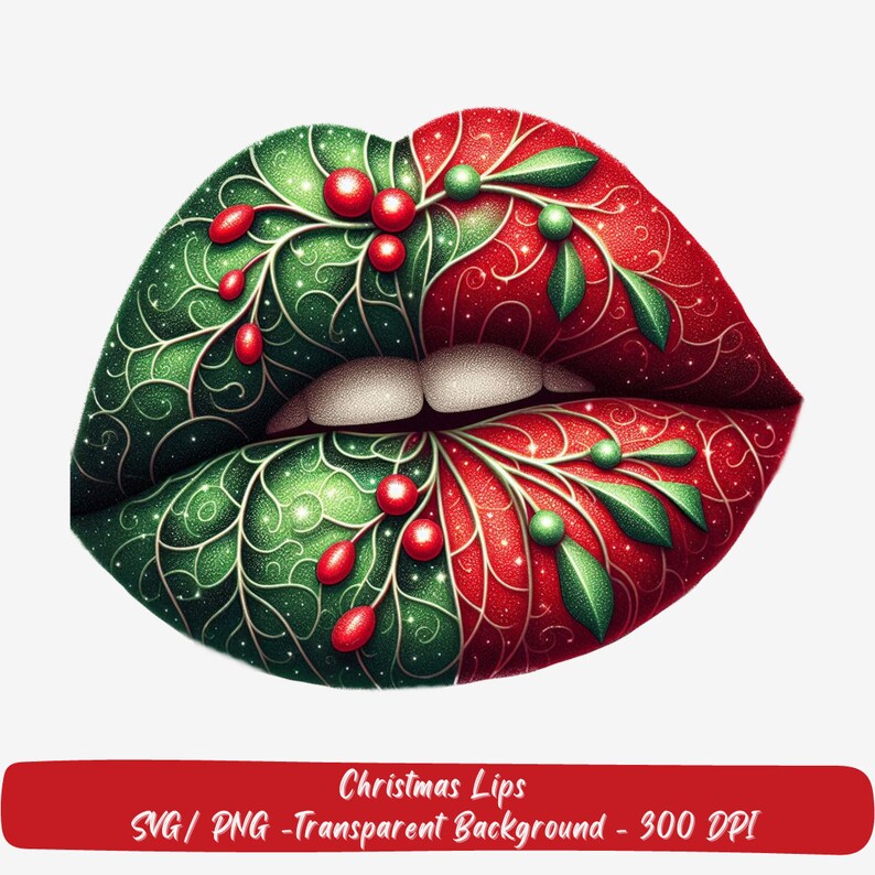 Christmas Lips PNG, Christmas Lips SVG Clipart, Sublimation Dtf ...