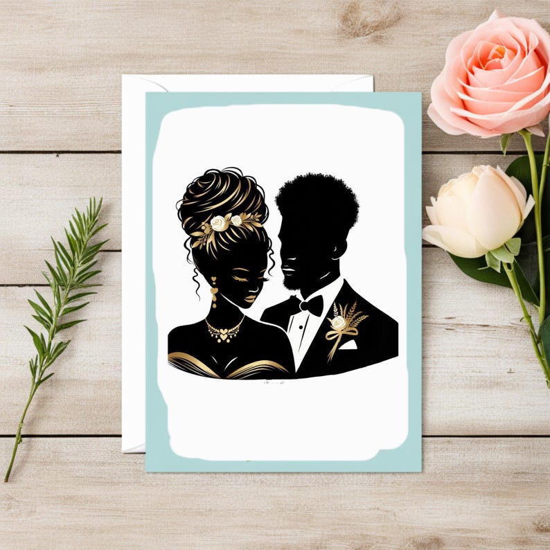 Black Wedding Couple Clipart PNG SVG | African American Bride and Groom ...
