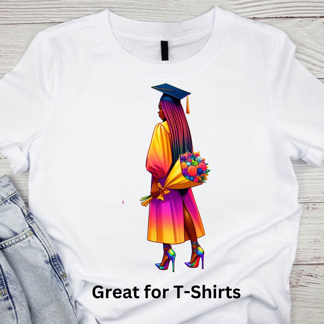 Black Girl With Grad Cap PNG, Graduation 2024 PNG Clipart, Graduate Png ...