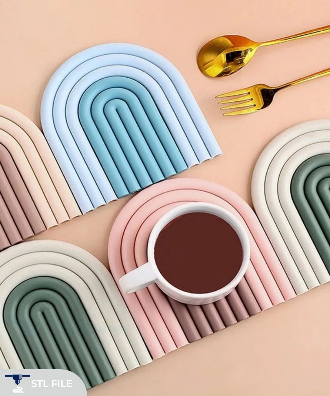 Rainbow Design Coaster STL File - for 3D Printing - Etsy UK