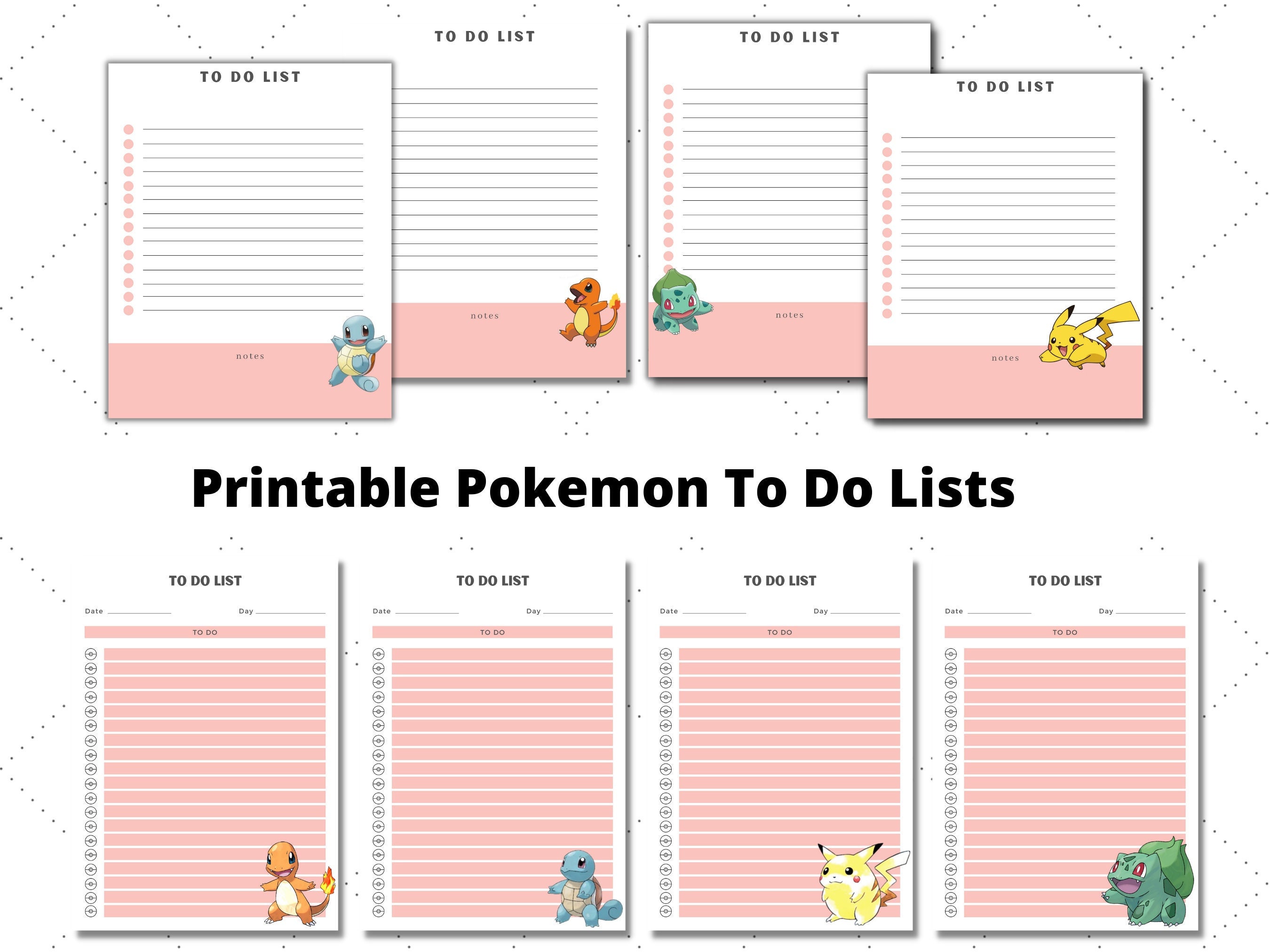 Pokemon Gen 1 Pikachu to Do Lists Printable Digital Download - Etsy
