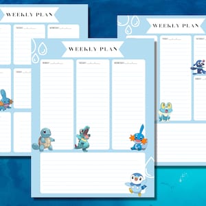 Pokemon Water Type Planner and Notes Template | Printable Planner ...