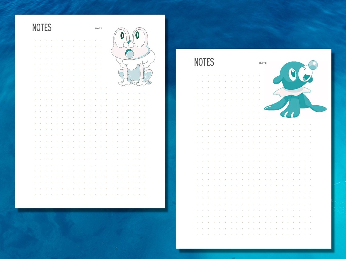 Pokemon Water Type Planner and Notes Template Printable Planner Digital ...