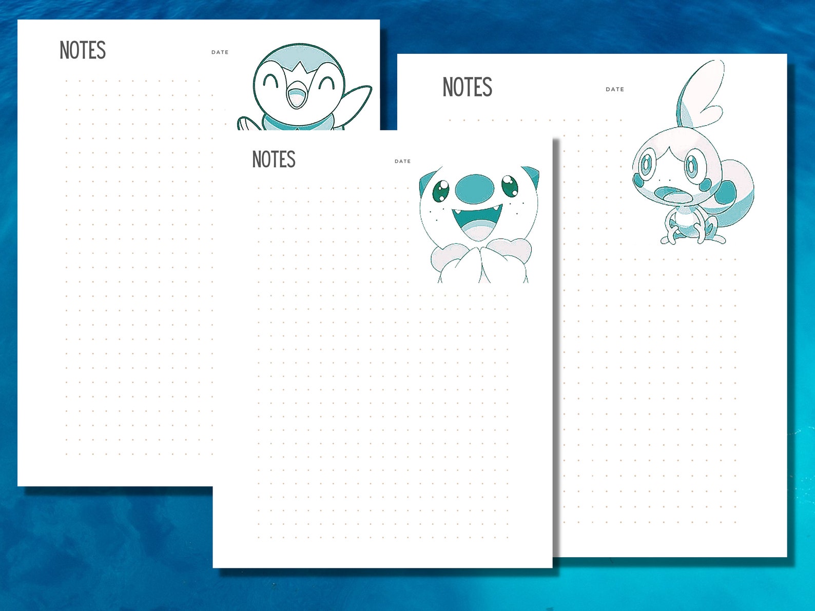 Pokemon Water Type Planner and Notes Template Printable Planner Digital ...