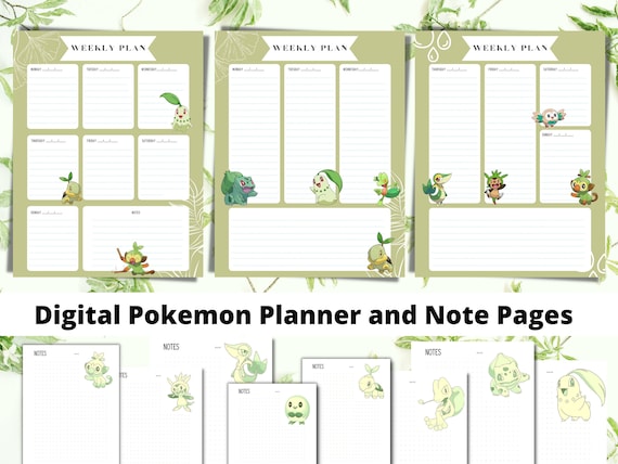 Pokemon Grass Type Planner and Notes Template Printable - Etsy