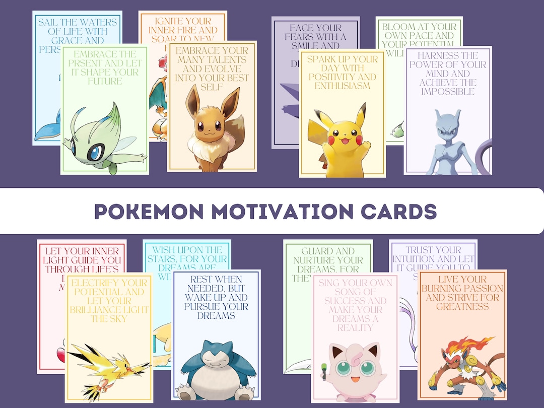 Pokemon Motivational Cards | 50 Unique Designs | Digital Download - Etsy