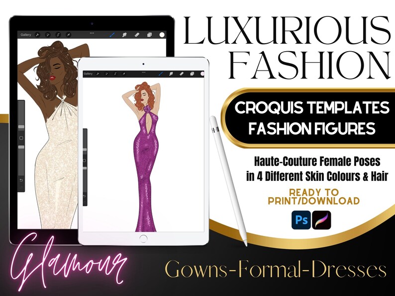 Fashion Figures Templates for Luxury Styles Procreate and Photoshop ...