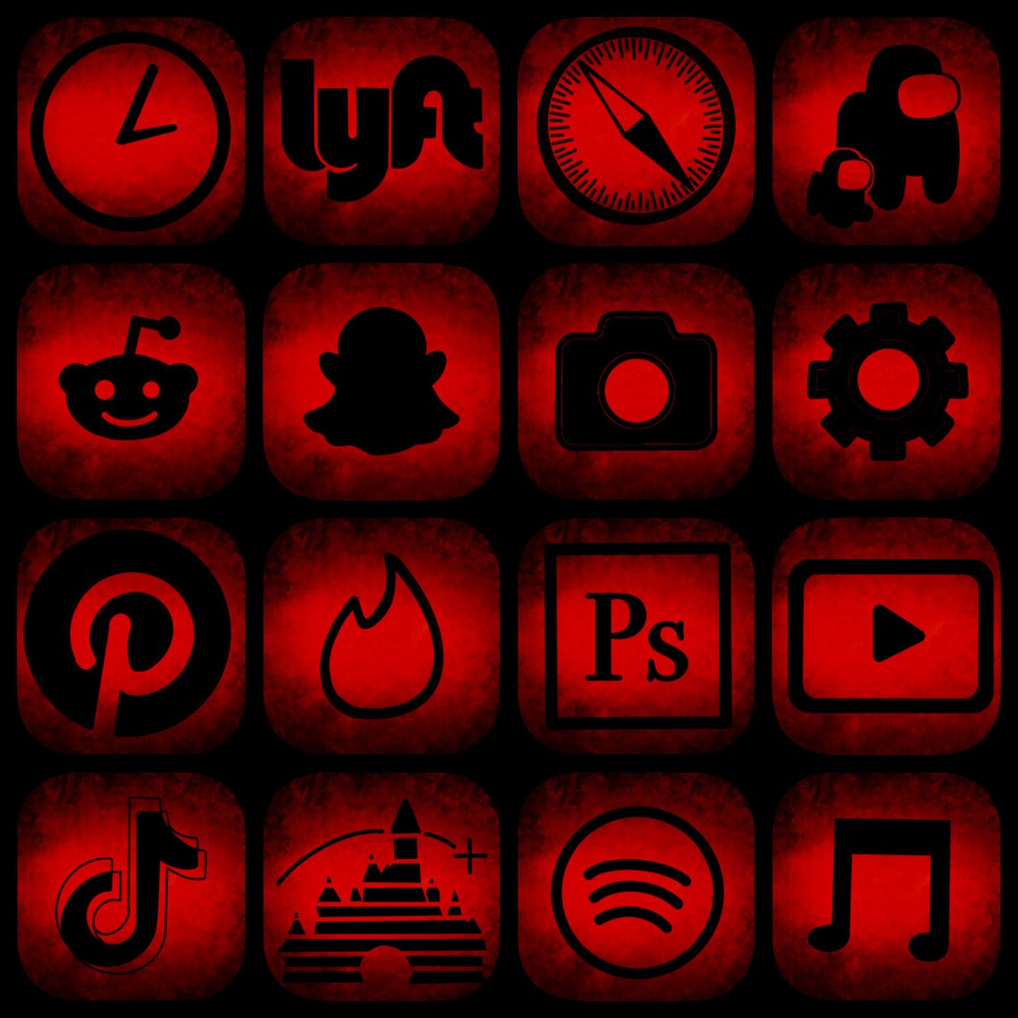 Red Grunge Aesthetic 100 Icons Ios14 Apps Icon Pack Widgets - Etsy