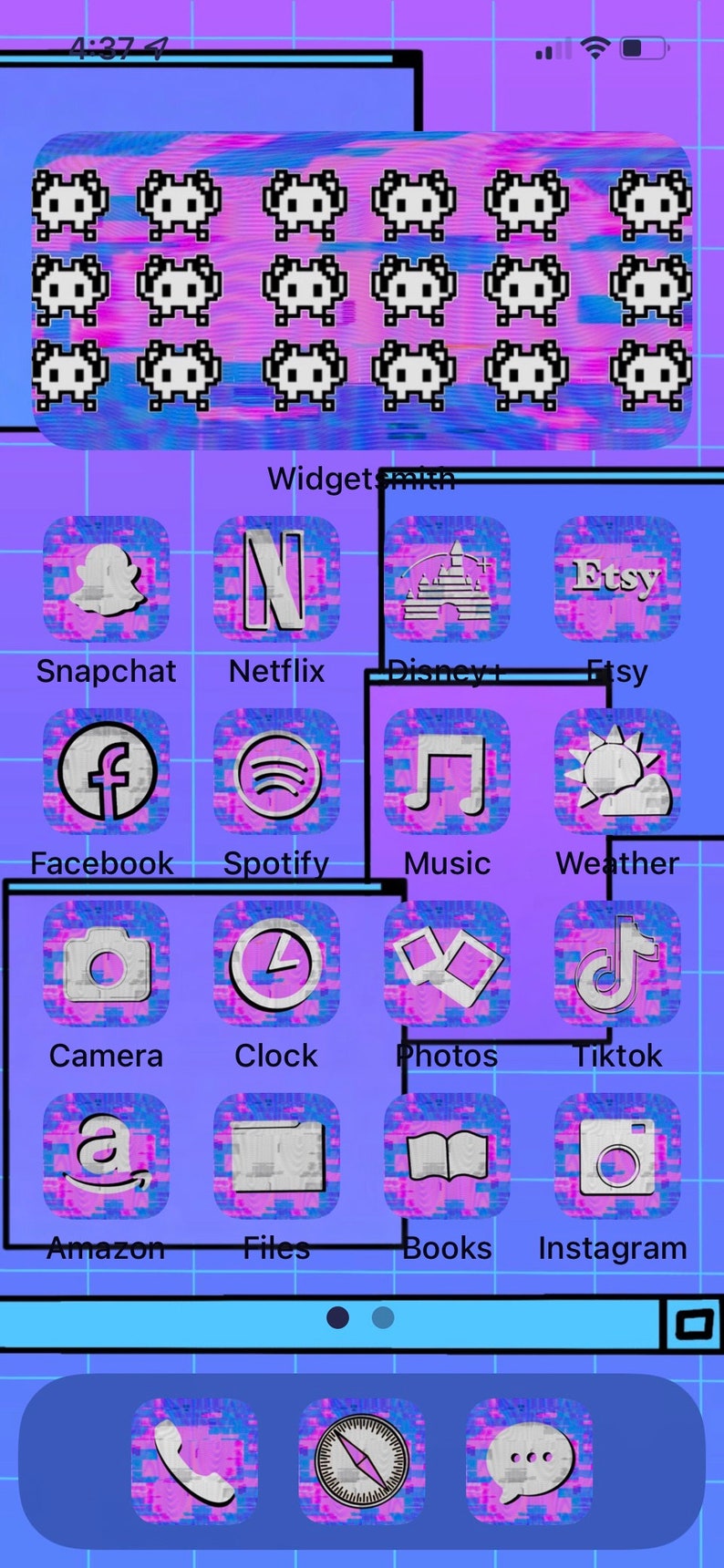Glitch Icons Ios 15 Iphone Widgets and Wallpaper Vaporwave - Etsy