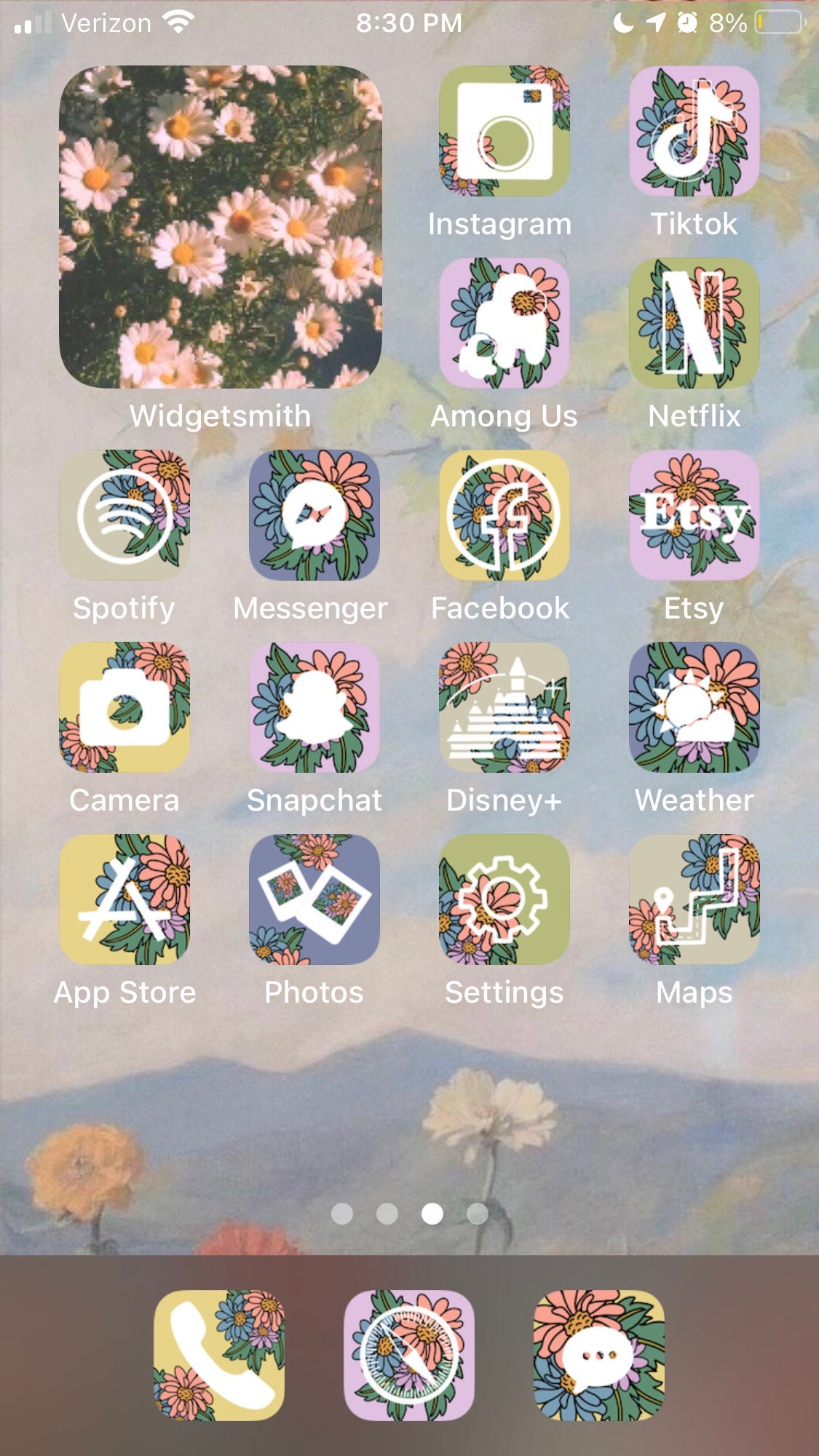 Spring Cottagecore flowers ios 14 app icons pack | Etsy