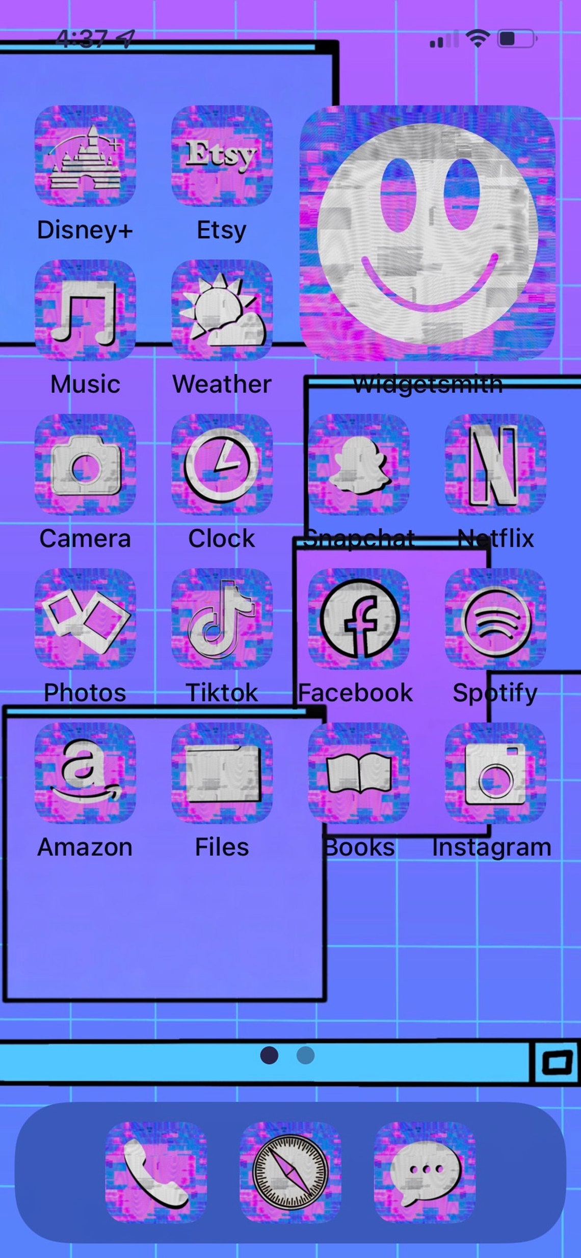 Glitch Icons Ios 15 Iphone Widgets and Wallpaper Vaporwave - Etsy