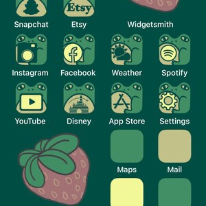 Frog Icons Green Icons Ios 14 Ios 15 Strawberry Mushroom Homescreen ...