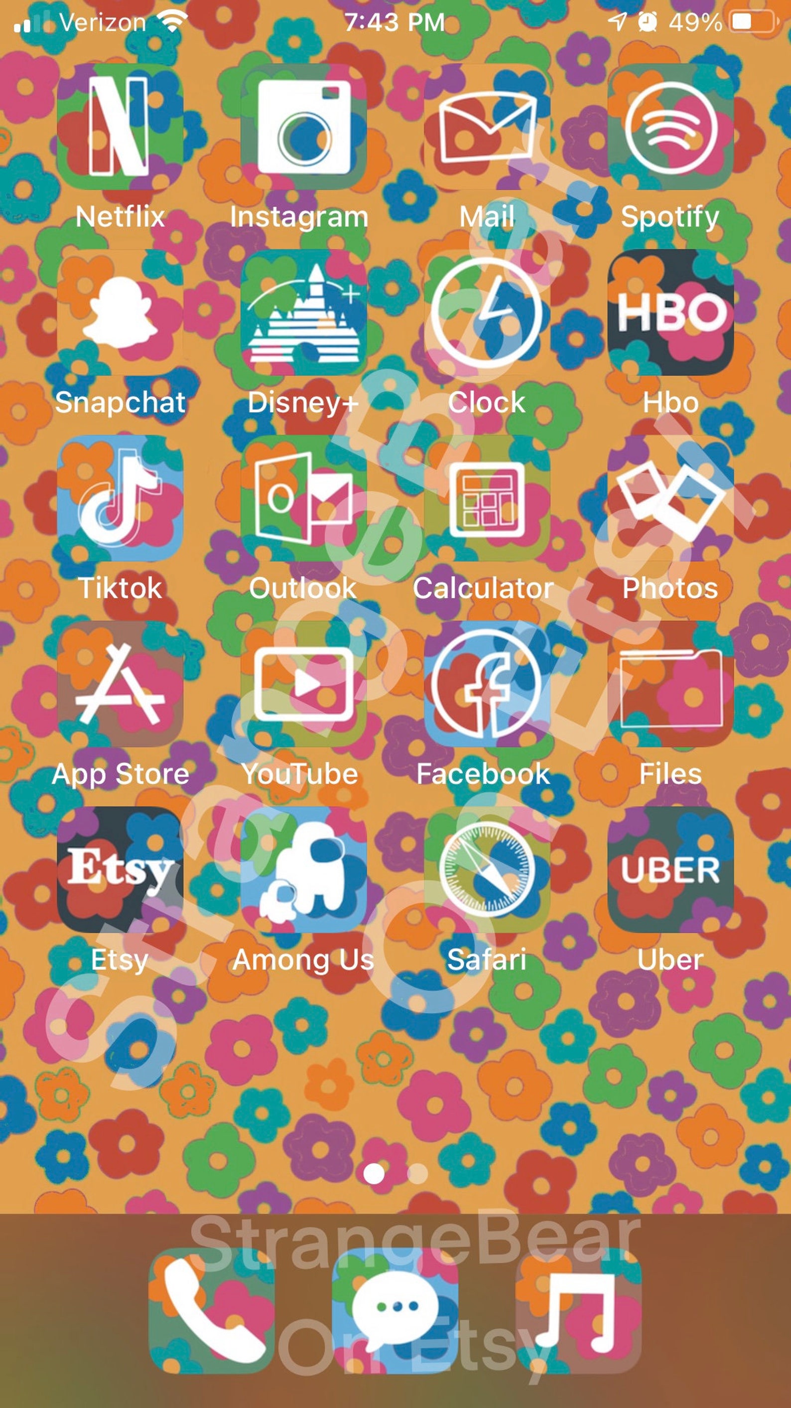 Indie Flowers Rainbow Icons ios 14 icon pack widgets and | Etsy