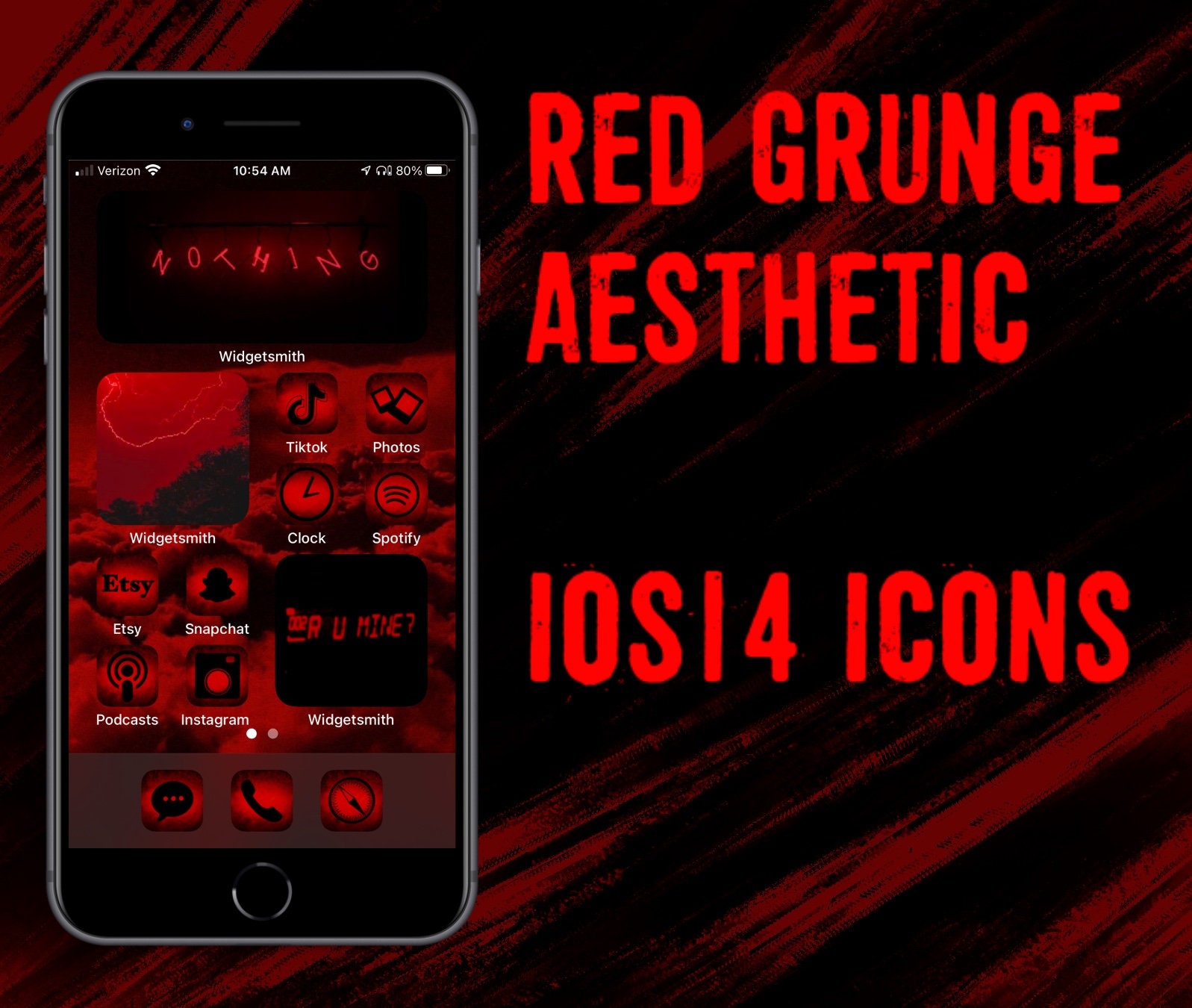 Red Grunge Aesthetic 100 Icons Ios14 Apps Icon Pack Widgets - Etsy