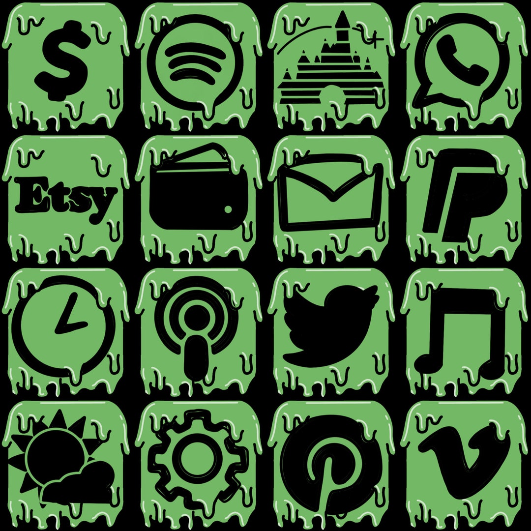 Sage Green and Black Grunge Icons - Etsy