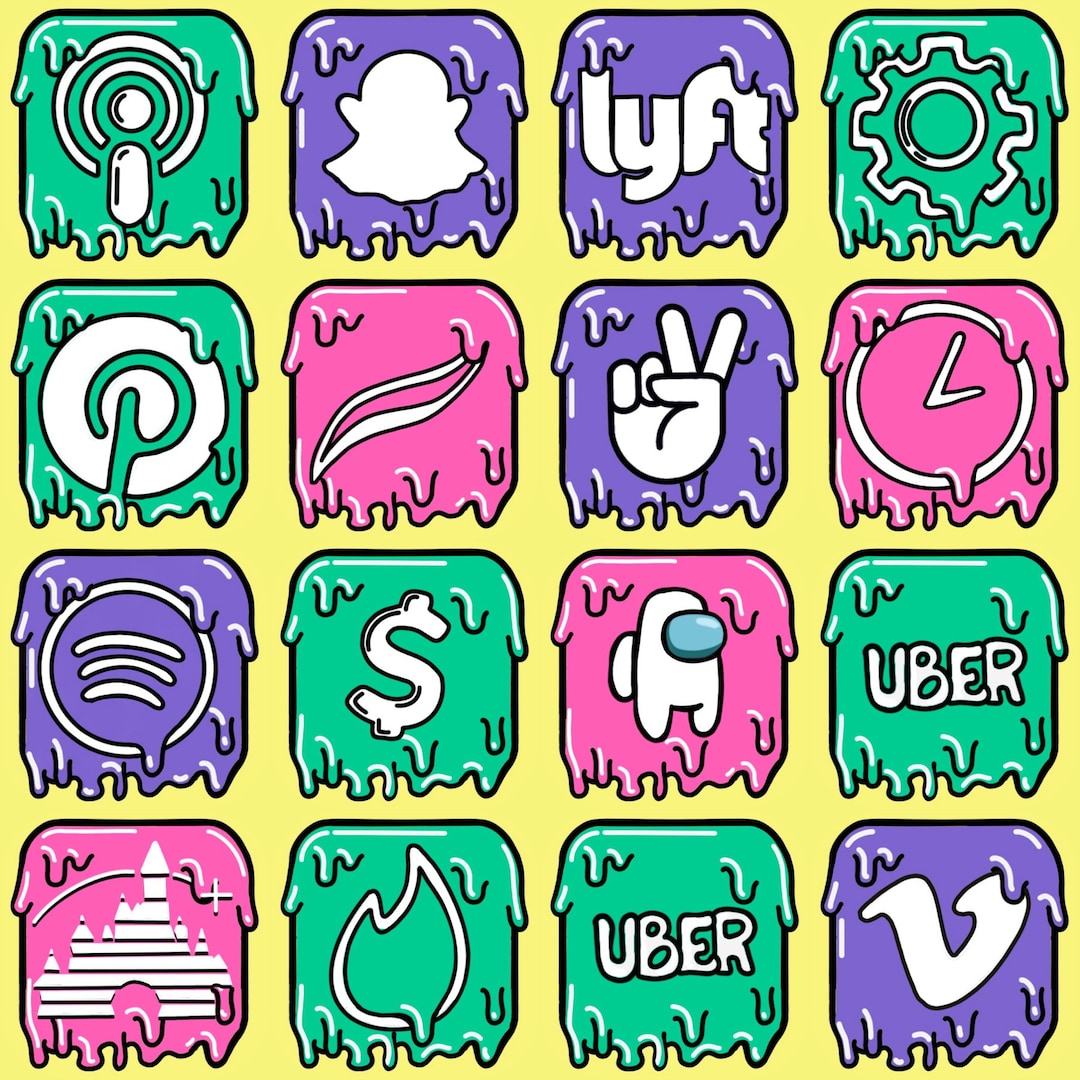 Trippy Retro Indie Icons Ios 14 Icon Pack Widgets and Wallpapers - Etsy