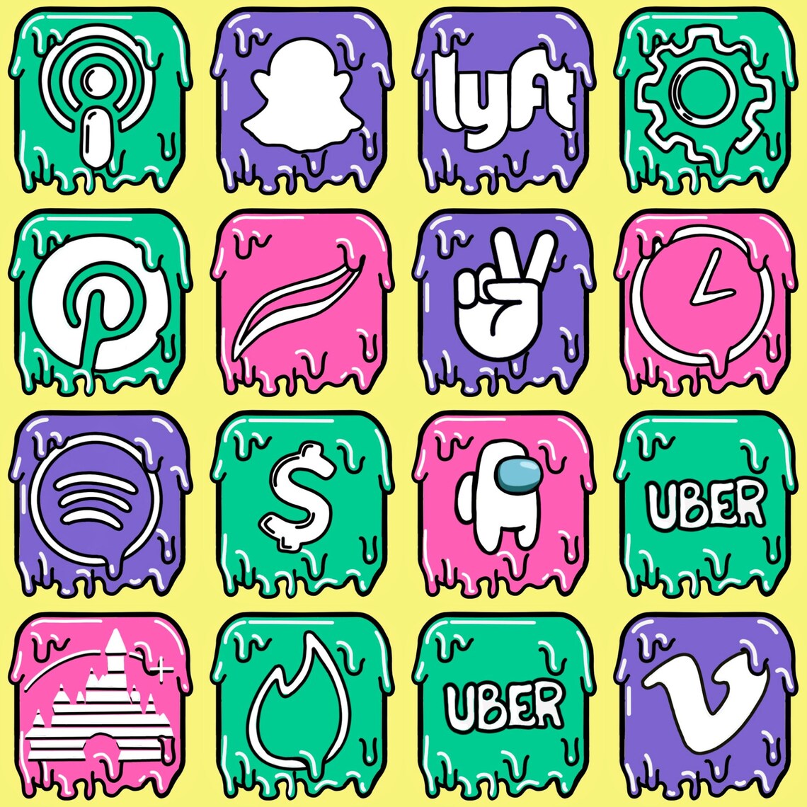 Trippy Retro Indie Icons Ios 14 Icon Pack Widgets and Wallpapers - Etsy