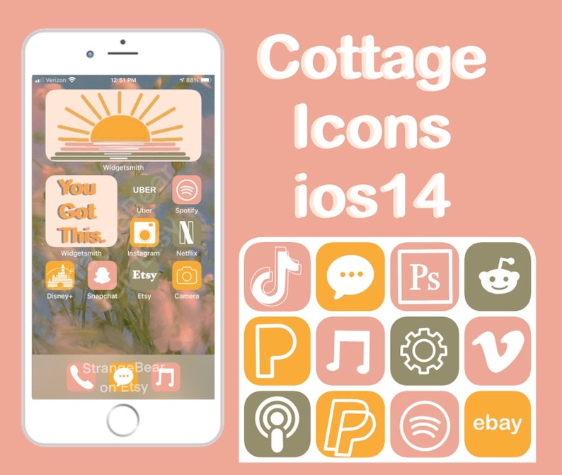 Cottagecore Icons Ios 14 Minimalist Simple Icon Pack Ios 14 Home Screen ...