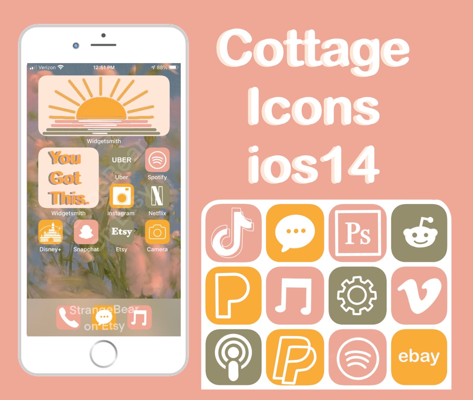 Cottagecore Icons Ios 14 Minimalist Simple Icon Pack Ios 14 Home Screen ...