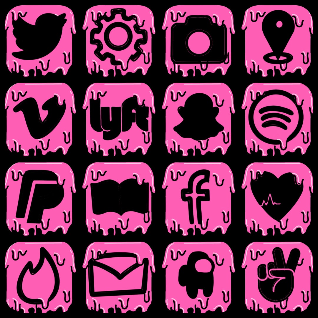 Pink and Black Grunge Aesthetic Ios 14 App Icons Pack - Etsy