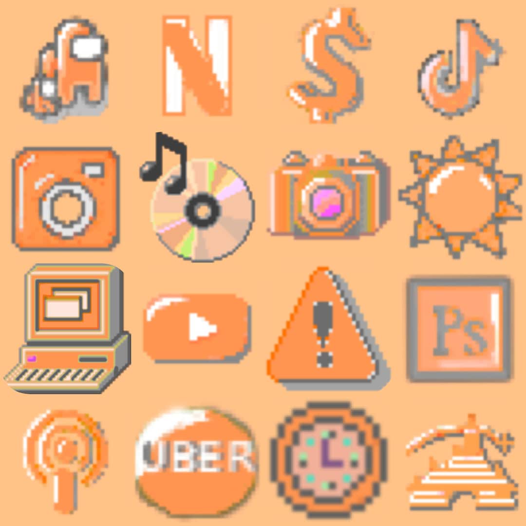 Orange Pastel Windows 98 Retro Icons Ios 14 - Etsy