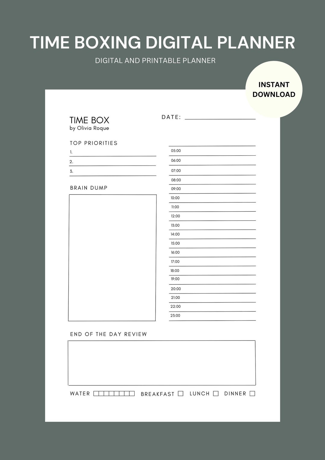 Minimalist Time Box Daily Time Management Planner, Productivity Planner ... Minimalist Time Box Daily Time Management Planner, Productivity Planner ...