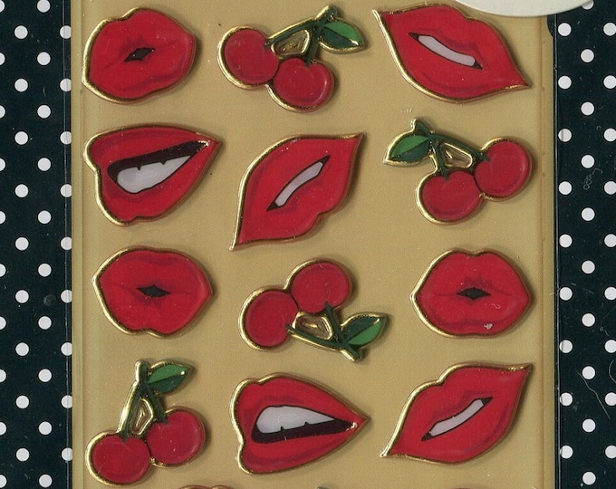 Mrs Grossmans Puffies Red Lips Kisses Cherries Strawberries Hard Dimensional Stickers For Cell