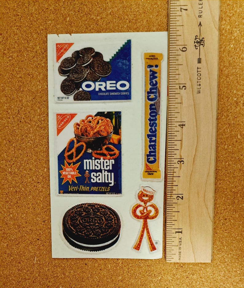 80s Vintage Nabisco Puffy Stickers: Oreo, Charleston Chew, Mister Salty ...