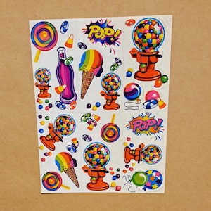 80s Vintage Lisa Frank Candy Sticker Sheet: Rainbow, Bubble Gum - Etsy