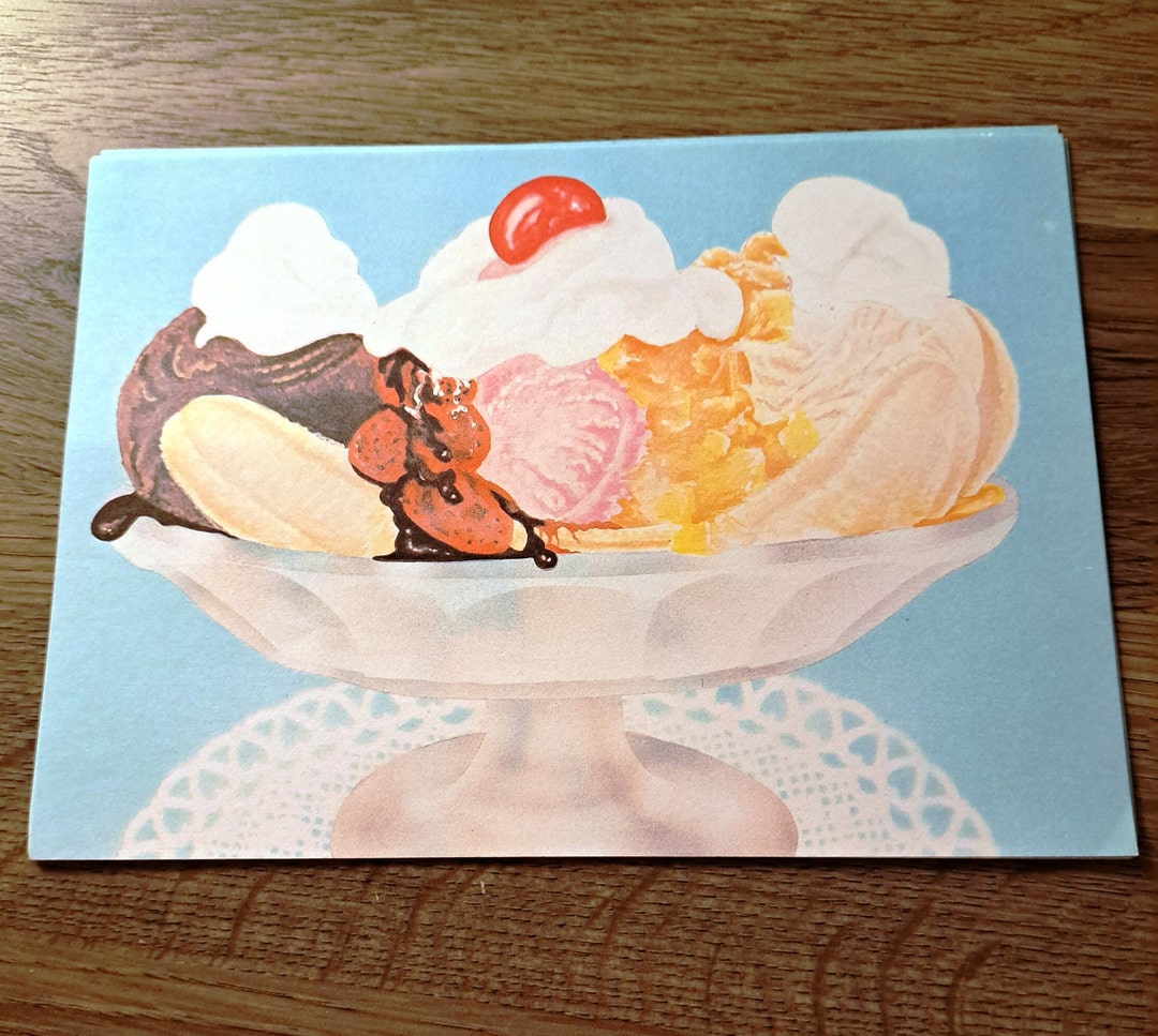 Retro Vintage 80s Ice Cream Sundae Banana Split Stationery - Etsy