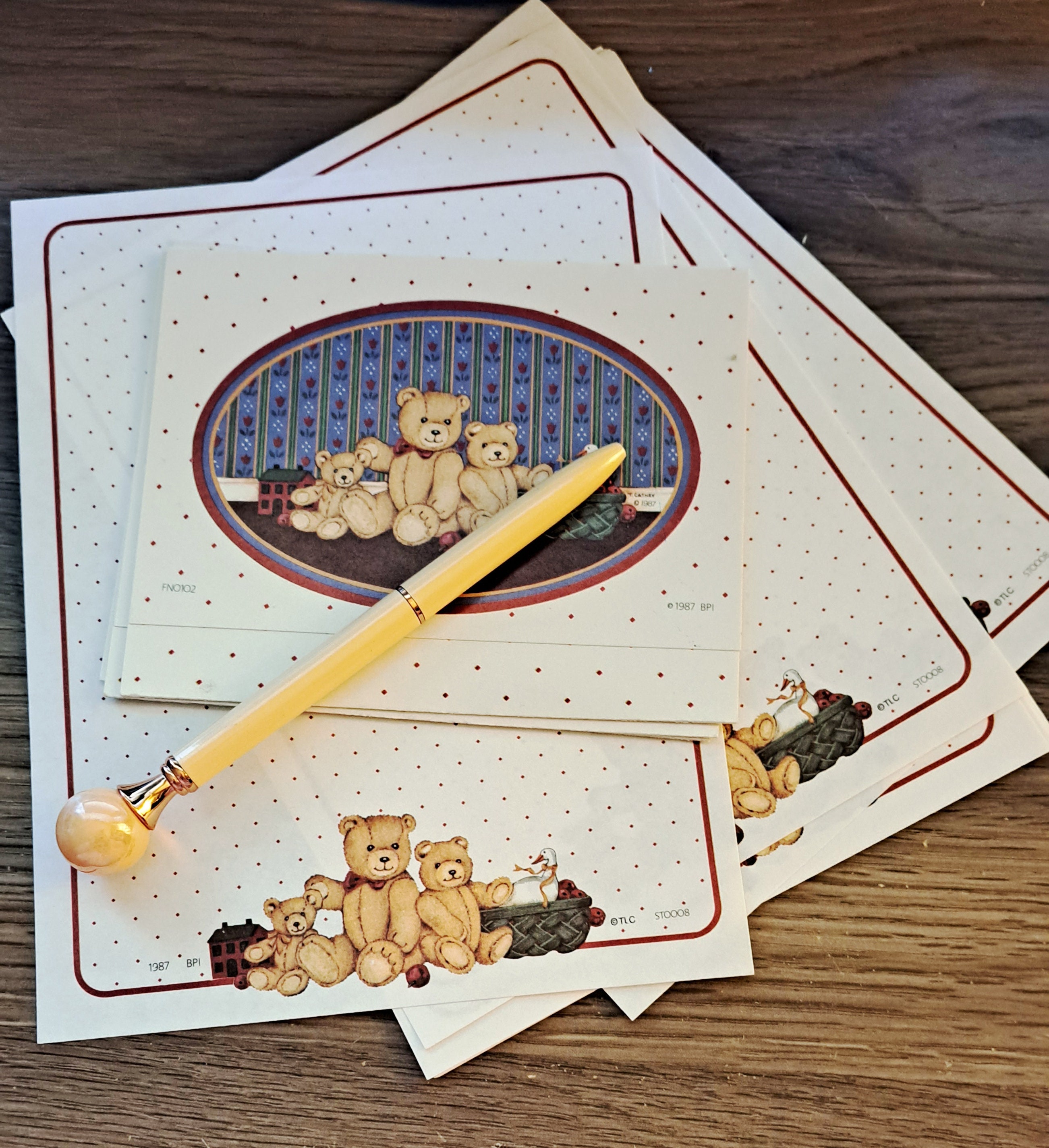 80s Vintage Teddy Bear Stationery Teddy Bears Farmcore - Etsy