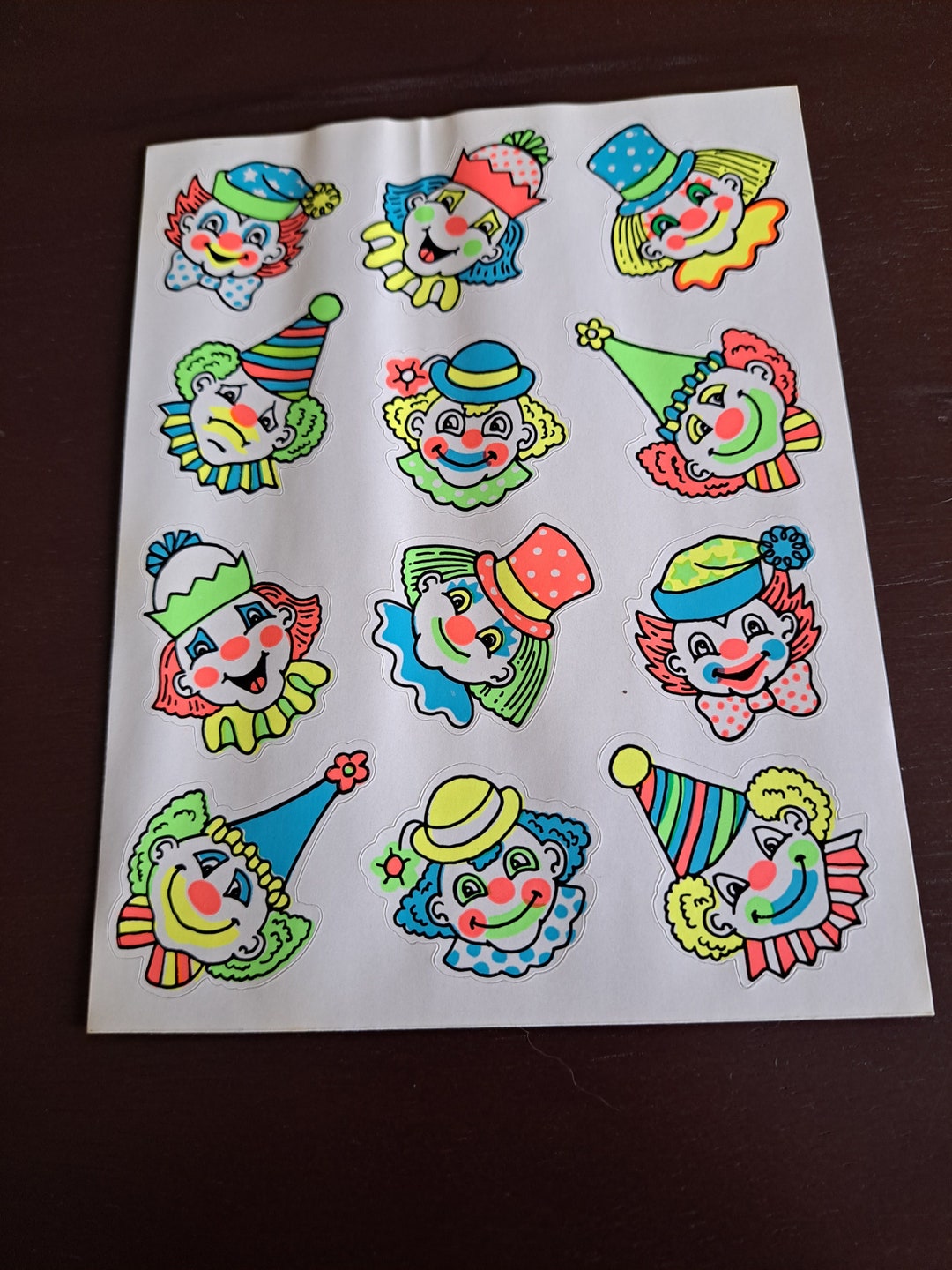 Vintage Circus Clown Stickers - 80s Paper Magic Group~ Colorful Neon ...