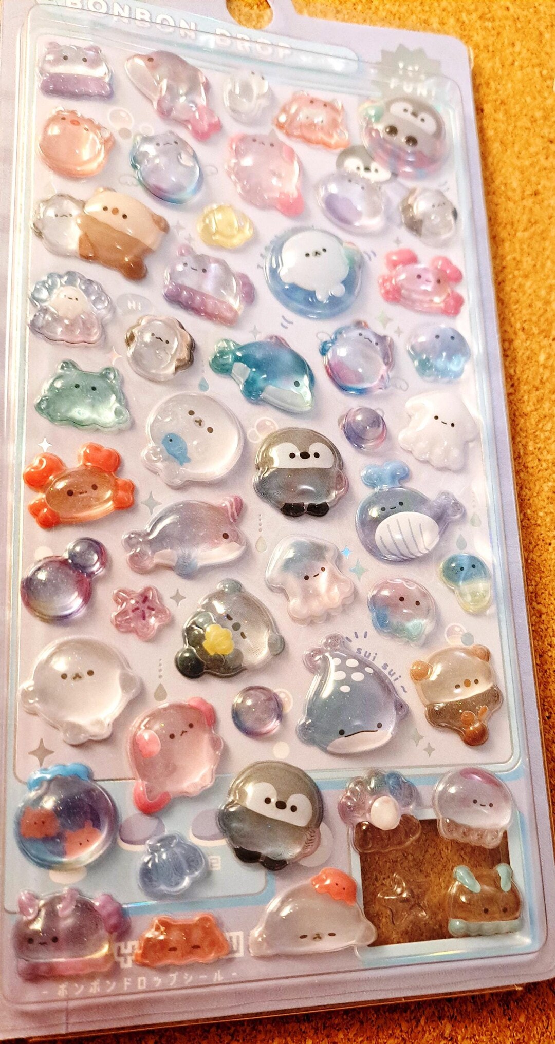 Kawaii Jelly Bon Bon Stickers 3D Resin Seals Cute Ocean Life Sea ...