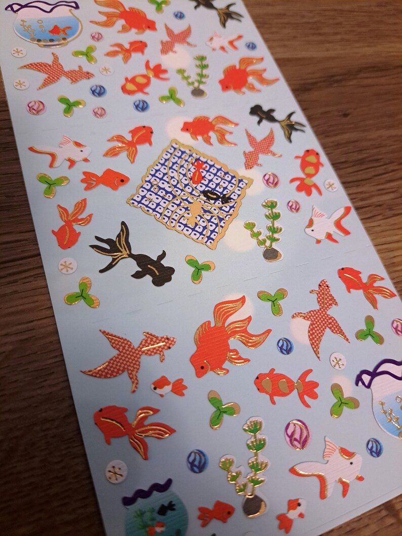 Kawaii Mindwave Stickers Washi Goldfish Koi in Pond With Gold - Etsy