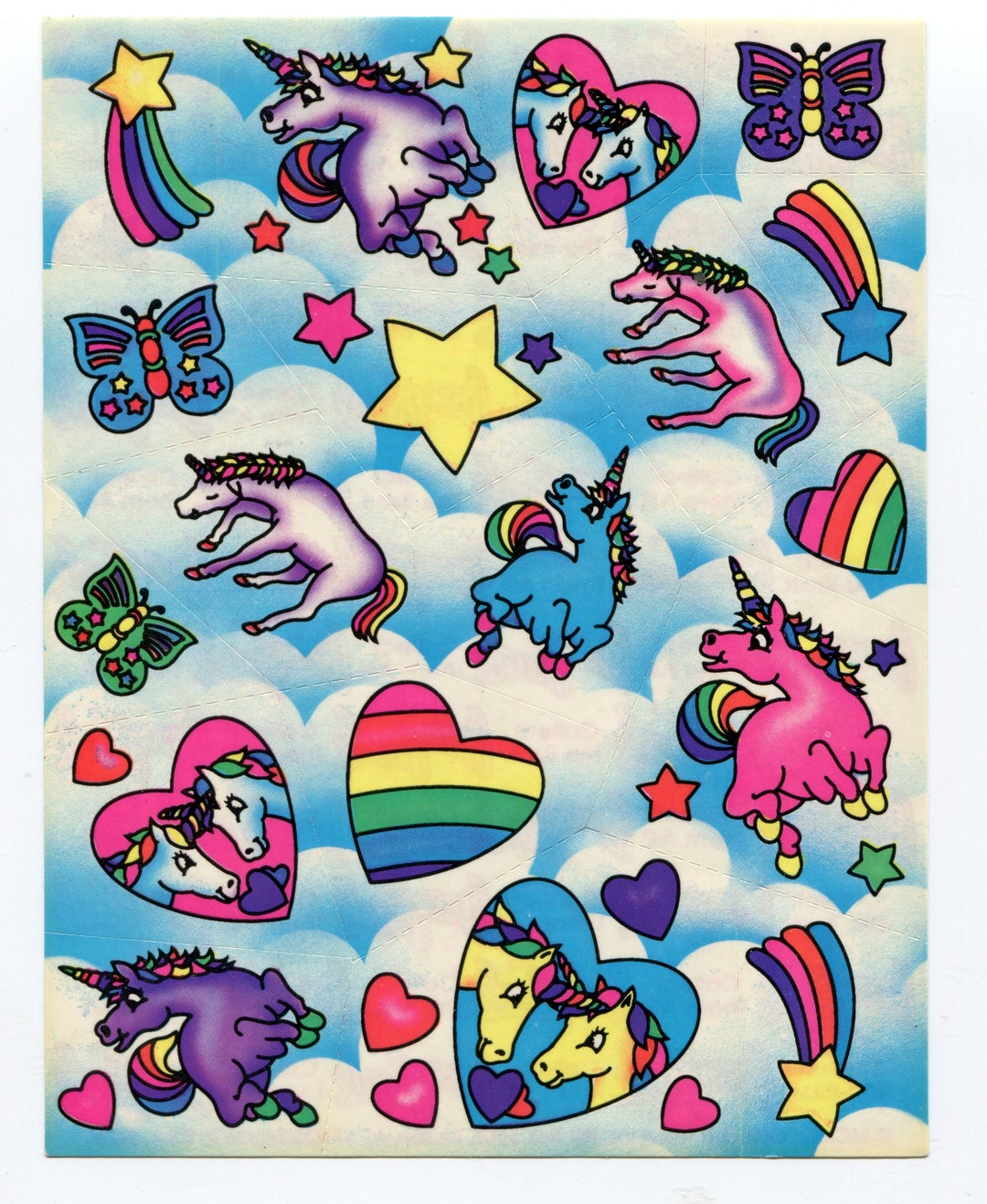 80s Vintage Lisa Frank Sticker Sheet Markie the Rainbow - Etsy