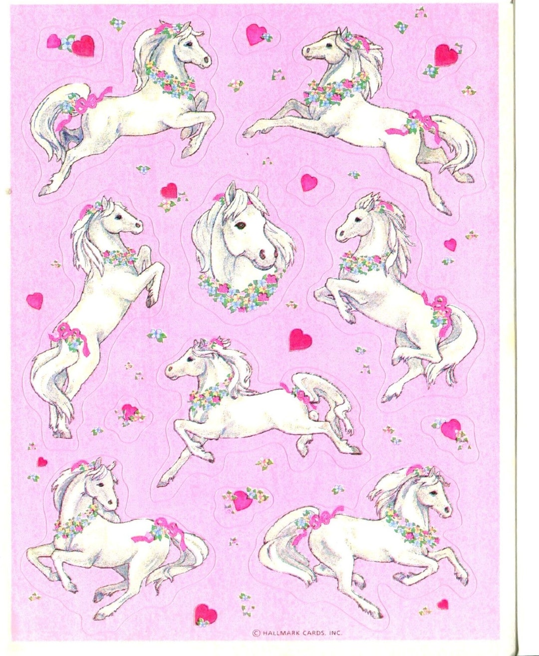 Vintage 80s Pink Horse Pony Sticker Sheet Hallmark - Etsy