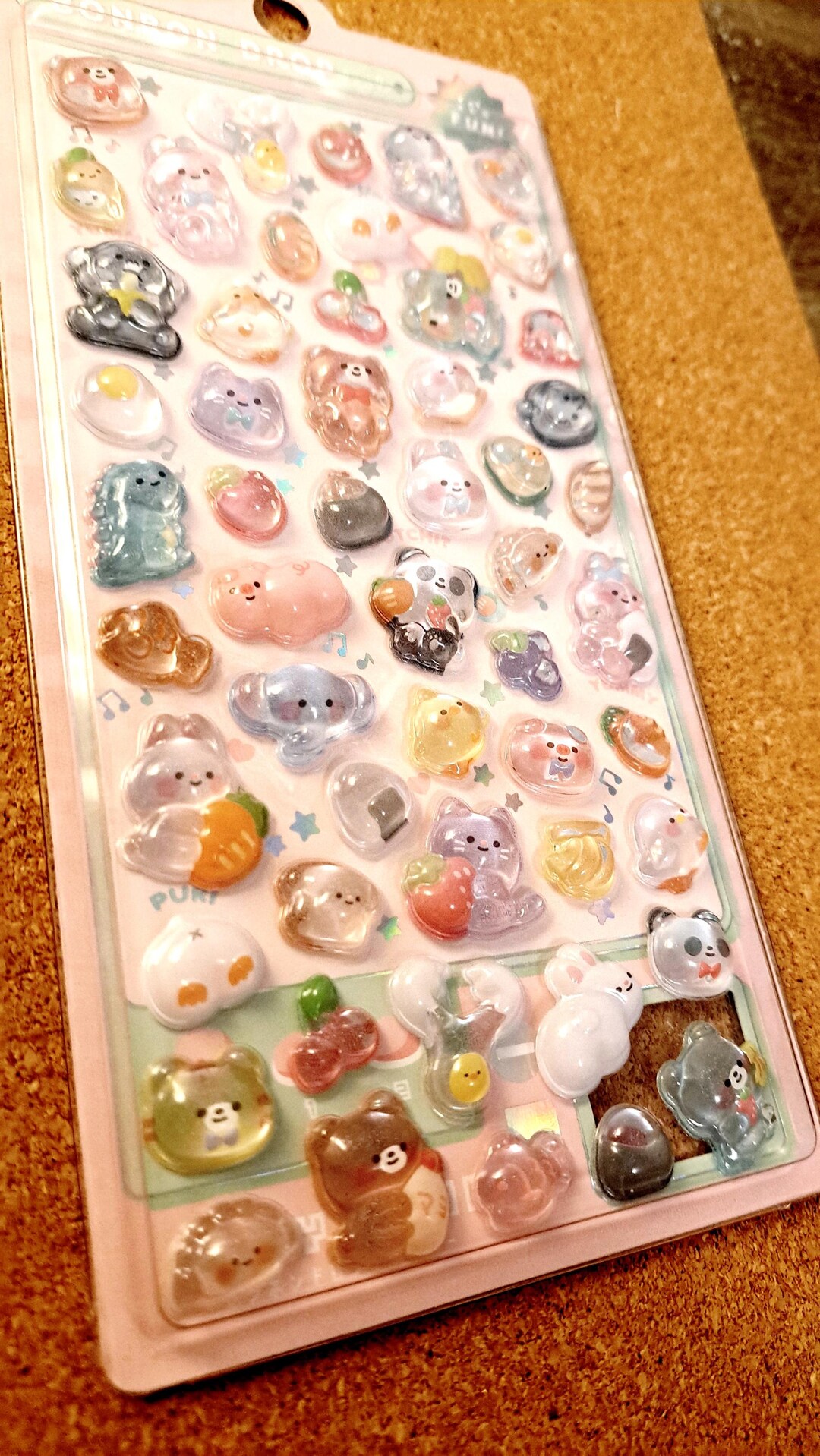Kawaii Jelly Bon Bon Stickers 3D Resin Seals Cute Animals Cat, Bear ...