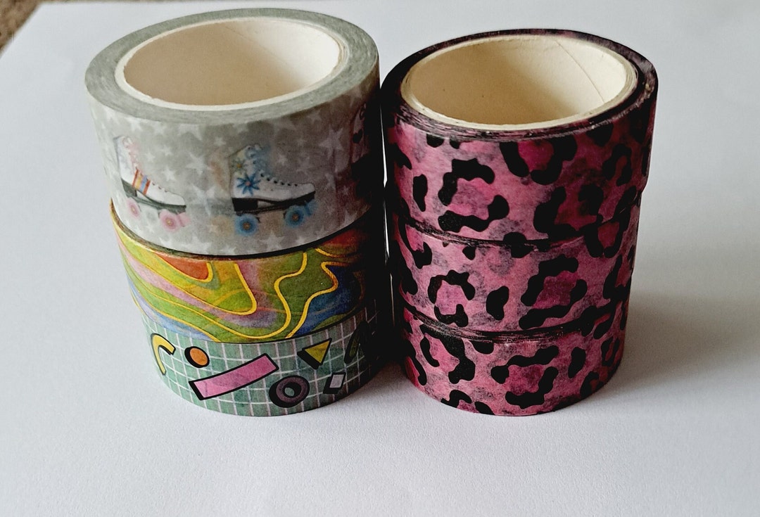 Washi Tape Bundle ~ 6 Rolls 80's Retro Theme ~ Roller Skates, Neon Pink ...