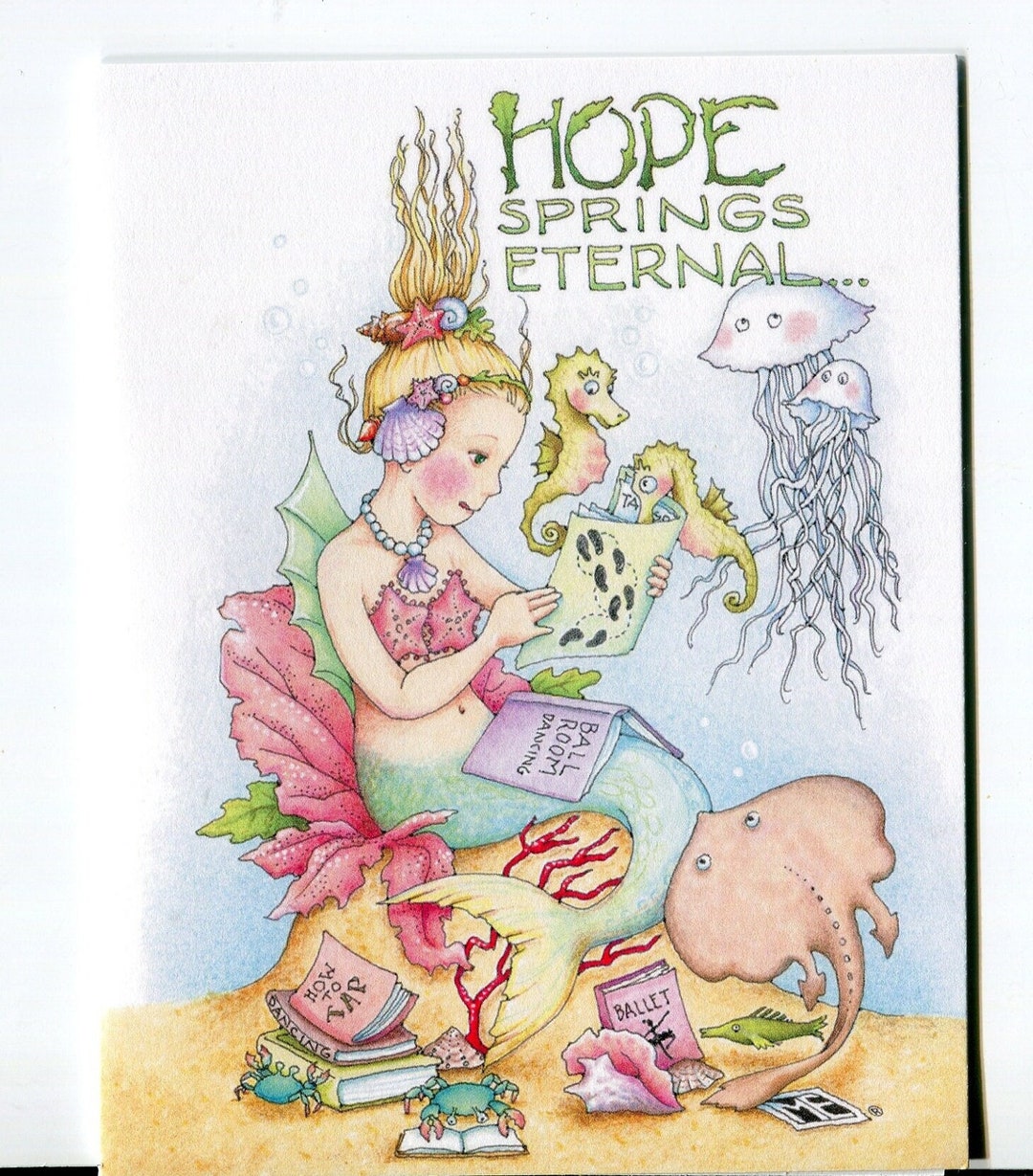 Mary Engelbreit Mermaid Blank Note Card / Greeting Card ~ "hope Springs ...