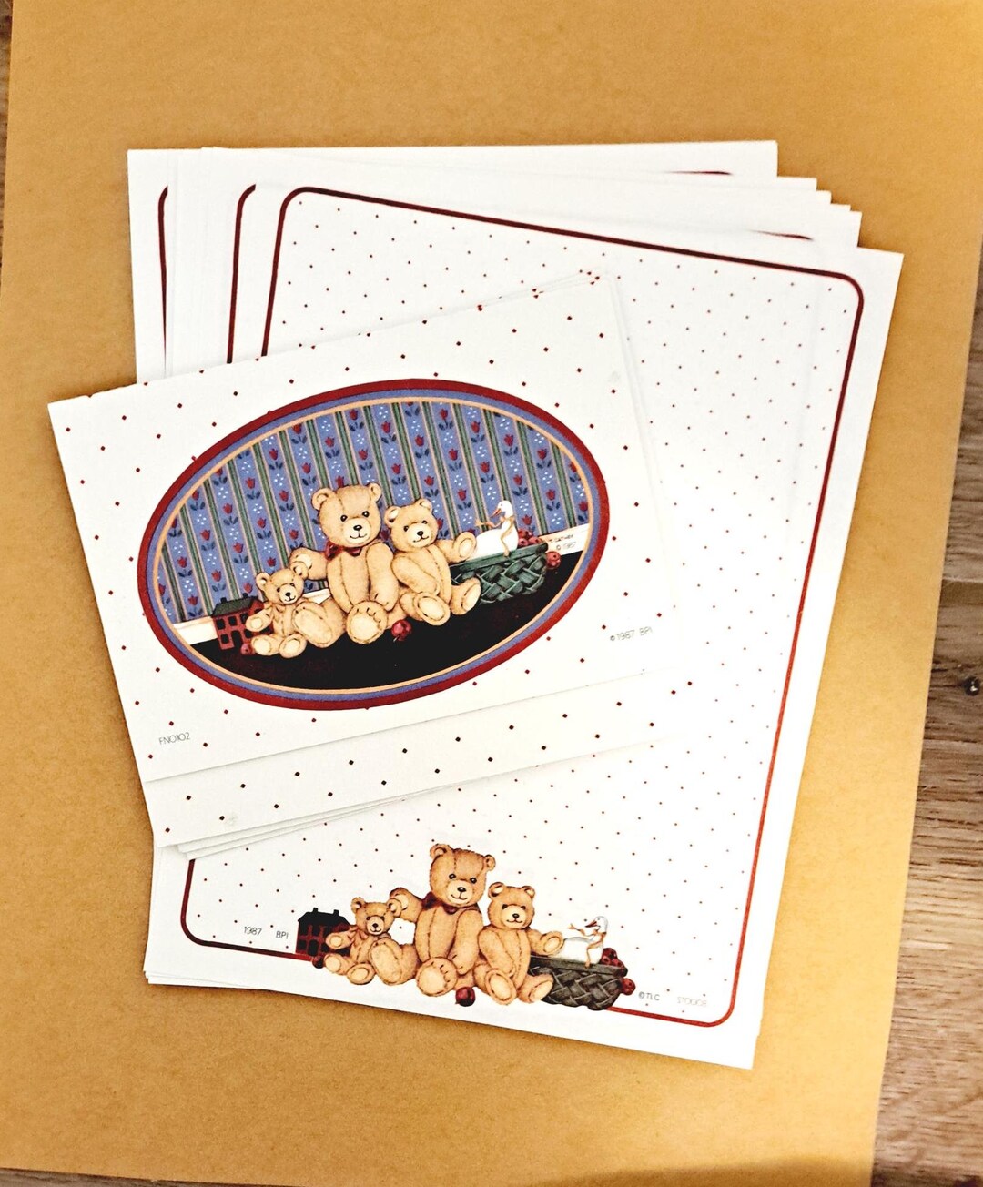 80s Vintage Teddy Bears Stationery Set 18PC Paper & Matching ...