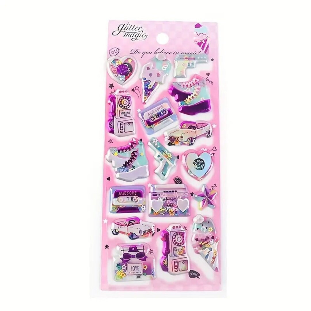 80s Dry Capsule Shaker Stickers Pink Metallic Rollerskates Cassette ...