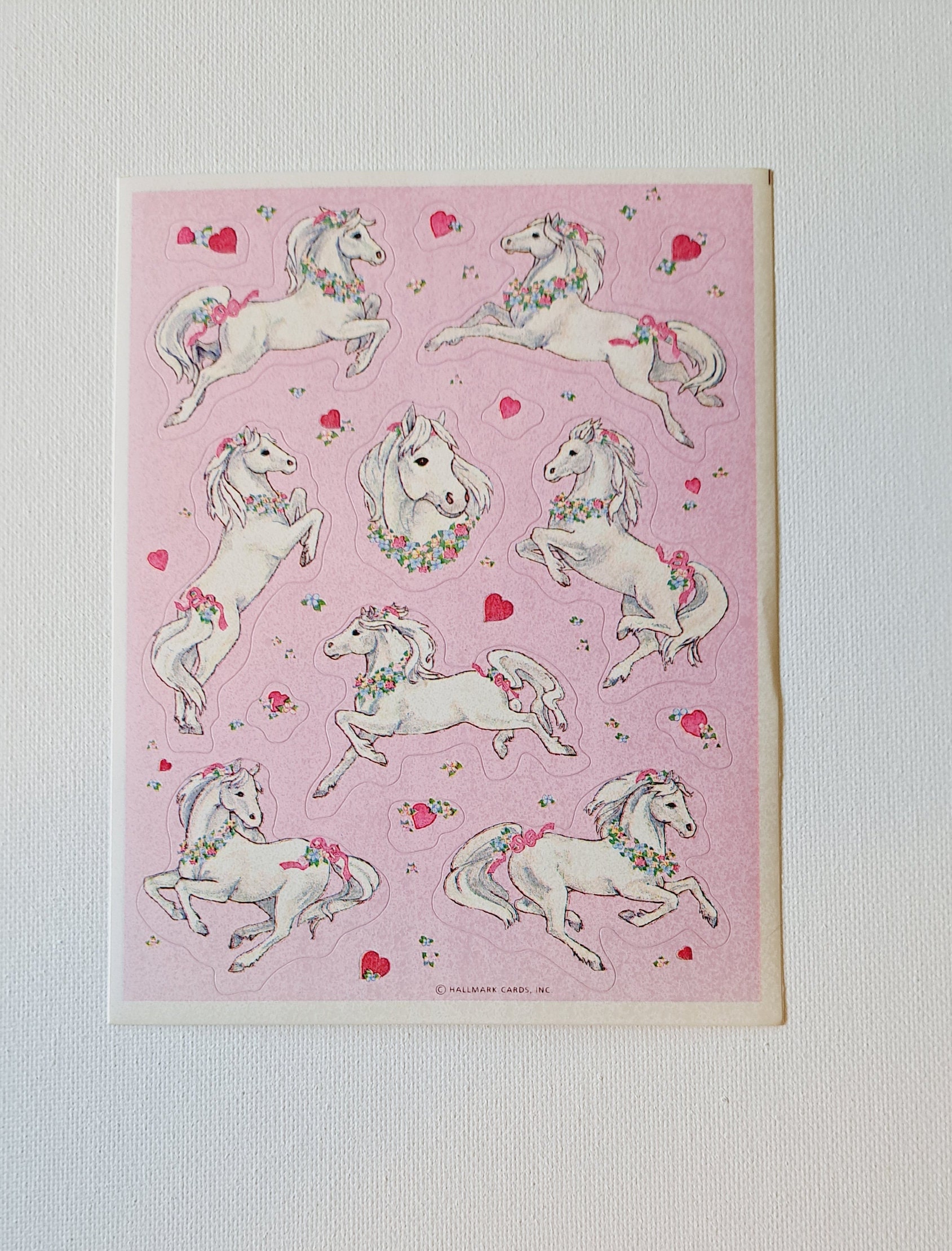 Vintage 80s Pink Horse Pony Sticker Sheet Hallmark - Etsy