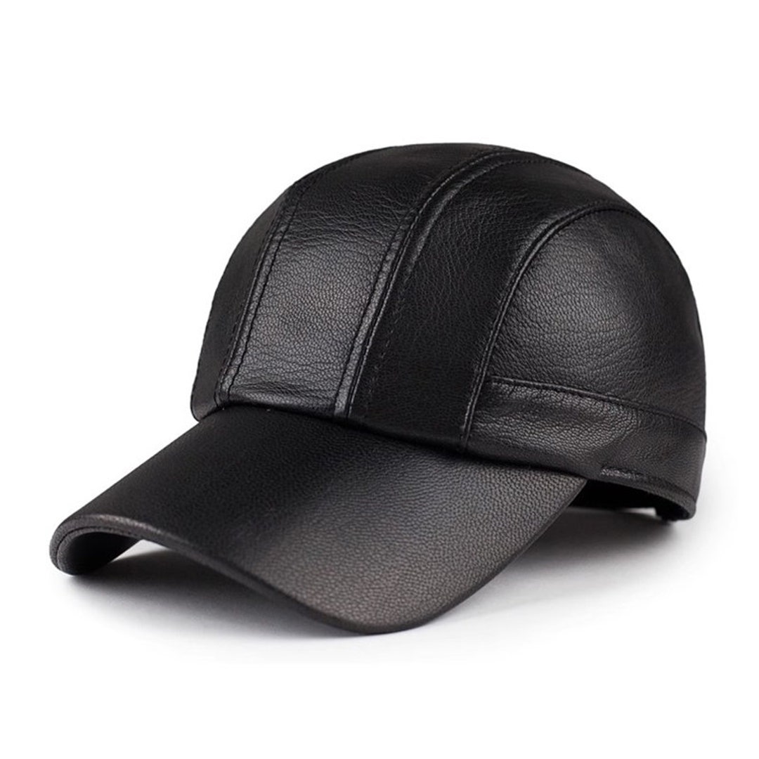Men Real Cowhide Leather Caps New Casual Genuine Leather Outdoor ...