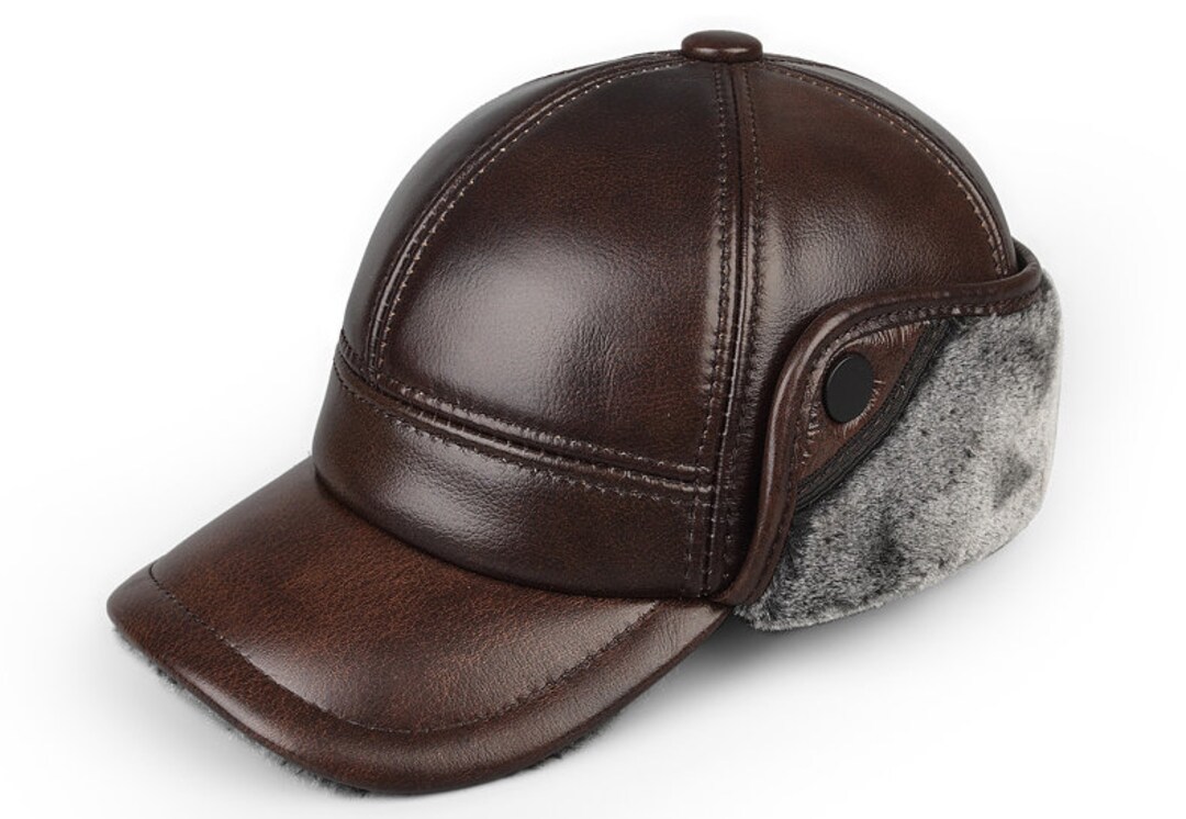 High Quality Genuine Leather Hats Winter First Layer Cowhide Warm ...