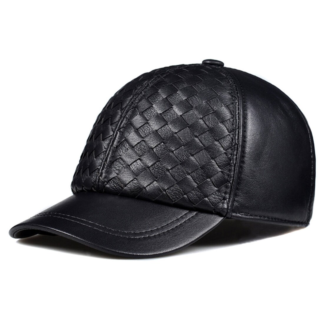 Adjustable Spring Winter Real Leather Baseball Caps for Men Women Solid ...